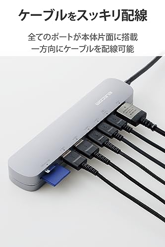 ELECOM USB Type-C Hub Docking Station 8-in-1 with Fixed Stand PD-ready ...