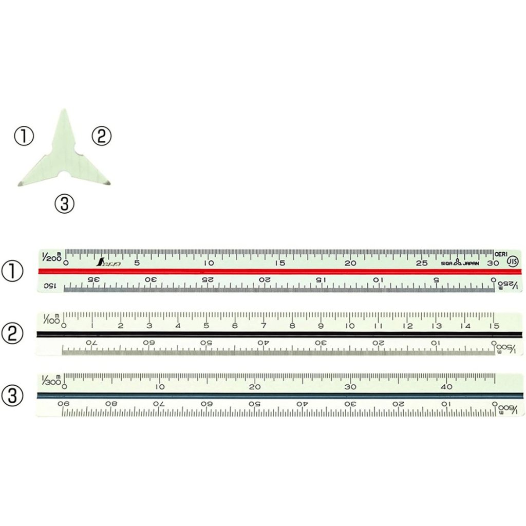 Shinwa Sokutei Triangular Scale for Land and Building Surveyor A-15 JI ...